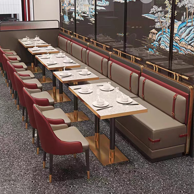 Canadian Linen Light Luxury Restaurant Creative Booth Benches Faux Leather Upholstered Bench ...